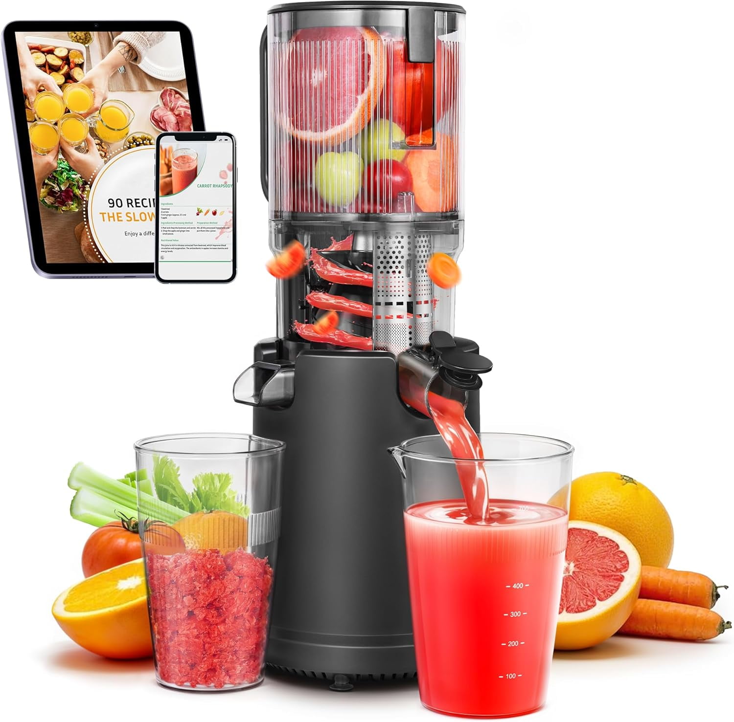 Slow Cold Press Juicer Machine: Electric Masticating Juicer Extractor ...