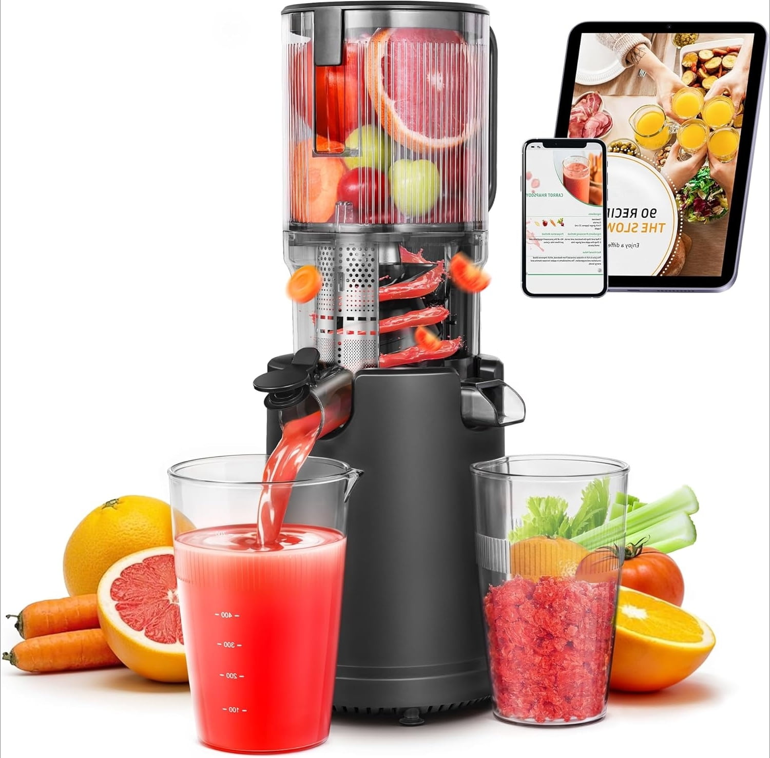 Slow Cold Press Juicer Machine: Electric Masticating Juicer Extractor ...