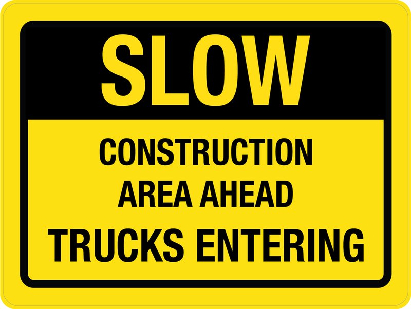 Slow Construction Area Ahead Trucks Entering Rust Free Aluminum 12 X 8 ...