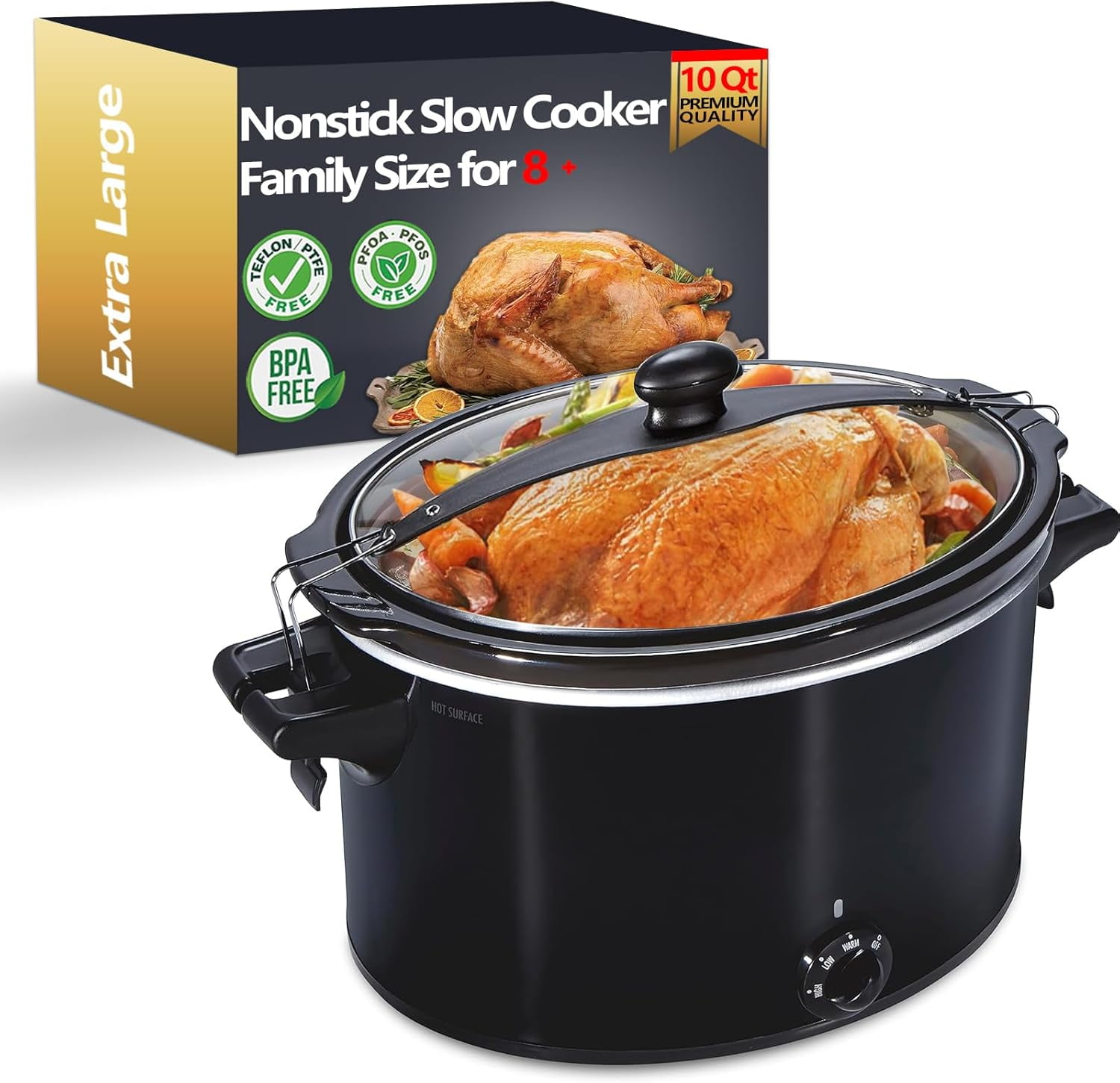 Slow Cooker Extra Large 10-Quart - Cooking Slow Cookers Pot with Lid ...