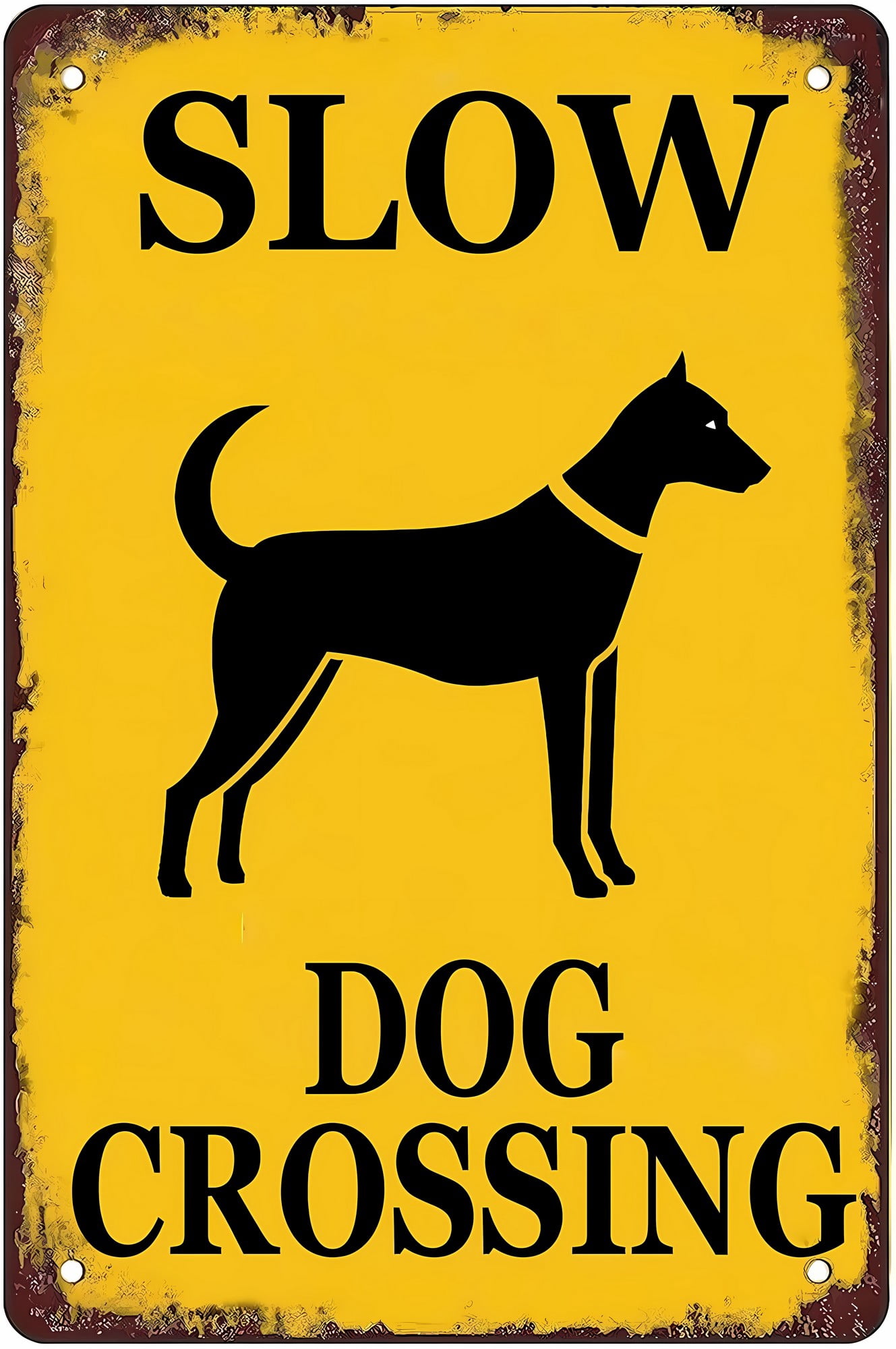 Slow Dog Crossing Retro Metal Tin Sign - 8