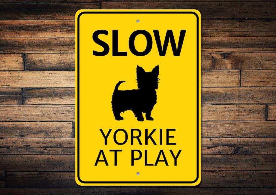Slow Dog Sign Yorkie Gift Yorkie Sign Yorkie Decor Dog Park Sign Yard ...