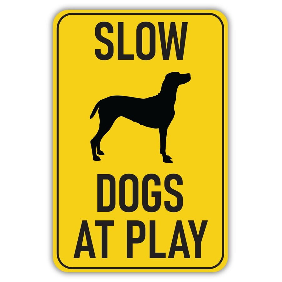 Slow Dogs At Play Metal Aluminum Sign Size: 8 x 12 Inch - Walmart.com