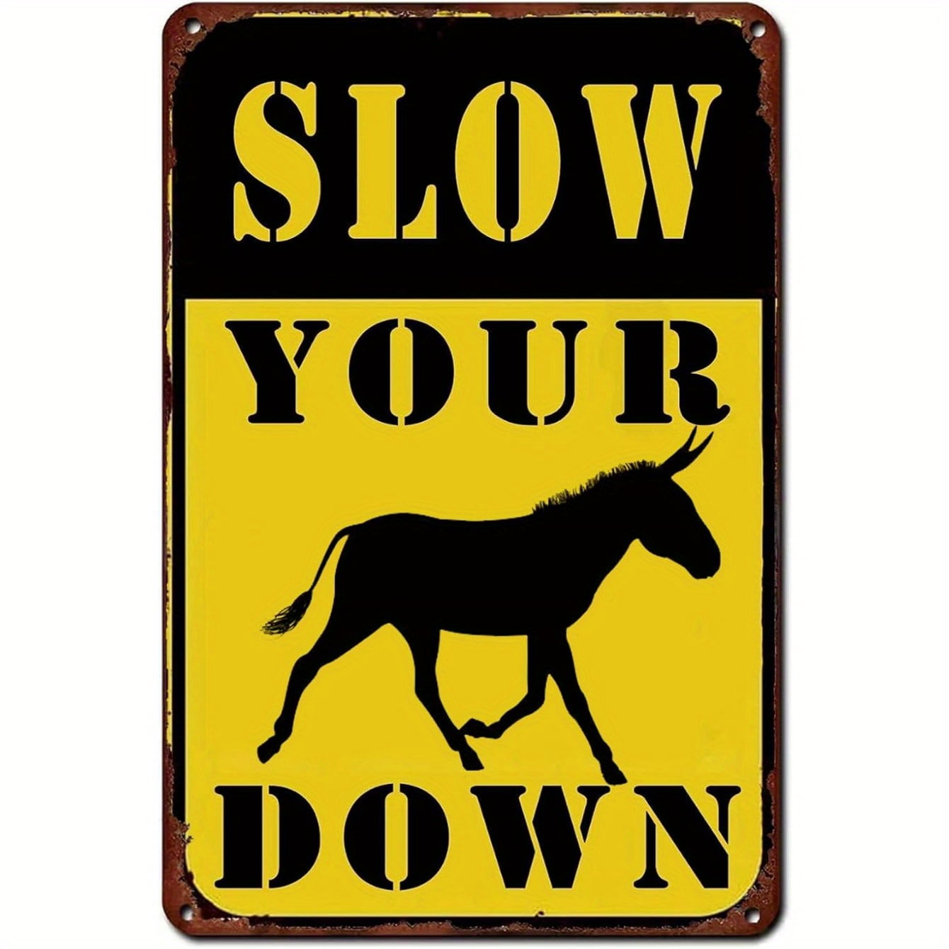 Slow Down Donkey Warning Street Road Signs - Vintage Metal Sign ...