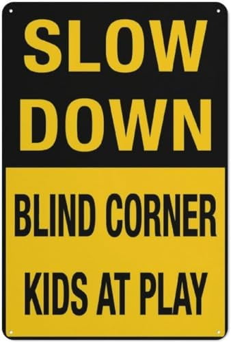 Slow Down Blind Corner Kids at Play 12 X 8 Inches Aluminum Sign - Uv ...