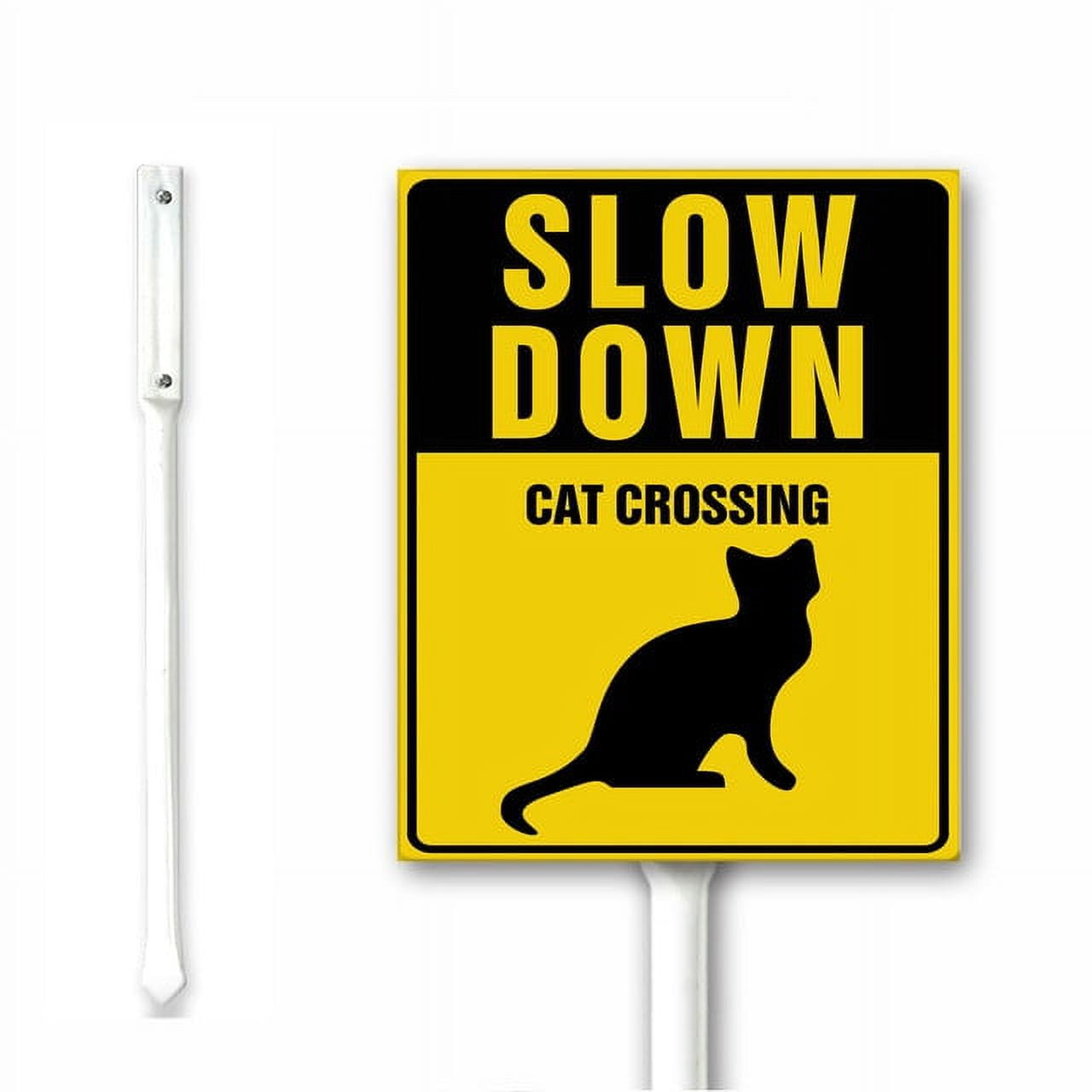 Slow Down - Cat Crossing Sign With Stakes 7 x 8.8 inch Aluminum Yard ...