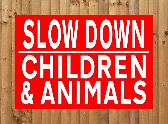 Slow Down Children and Animals Metal Sign Private Road Warning Safety ...