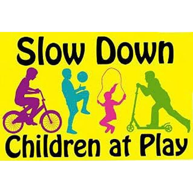 Slow Down Children at Play Sign Children Playing Yard Caution Lawn Slow ...