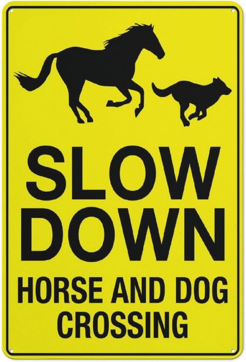 Slow Down Horse And Dog Crossing Sign 8X12 in Rust Free Aluminum Signs ...