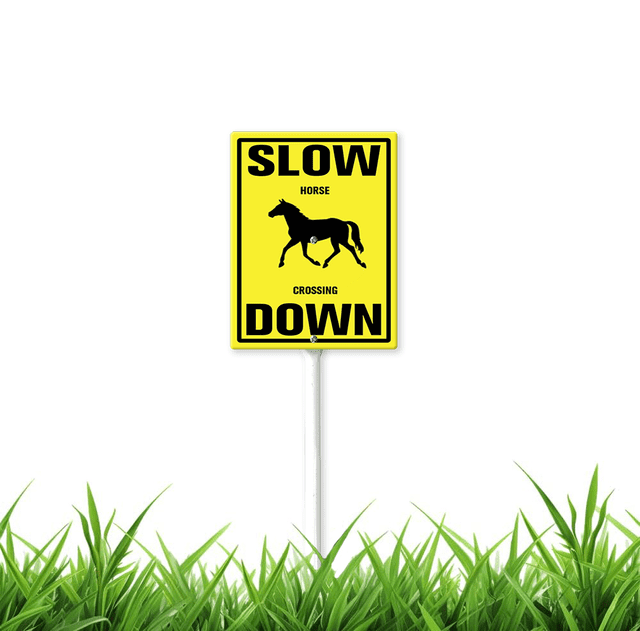 Slow Down - Horse Crossing Sign with Stake 8x12 inch Aluminum Outdoor ...