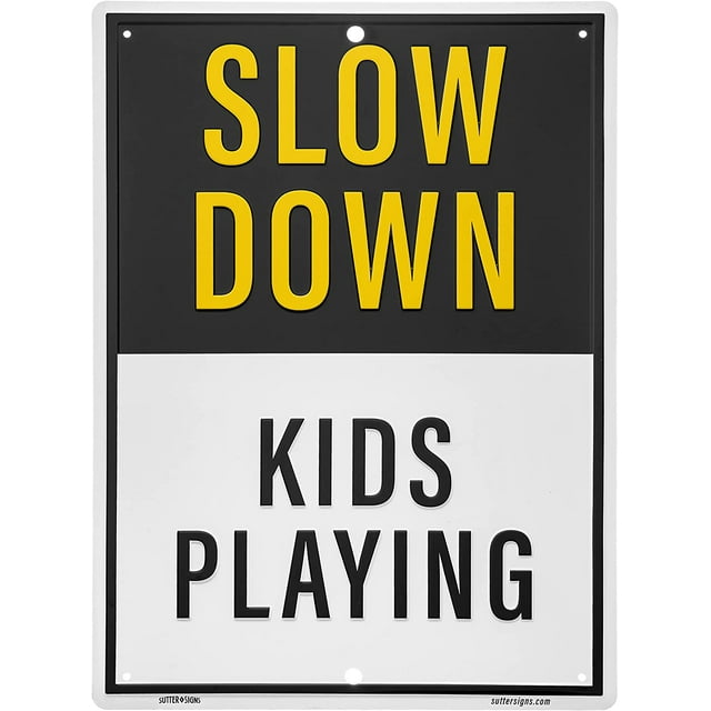 Slow Down Kids At Play Aluminum Metal Sign for Children Playing in ...