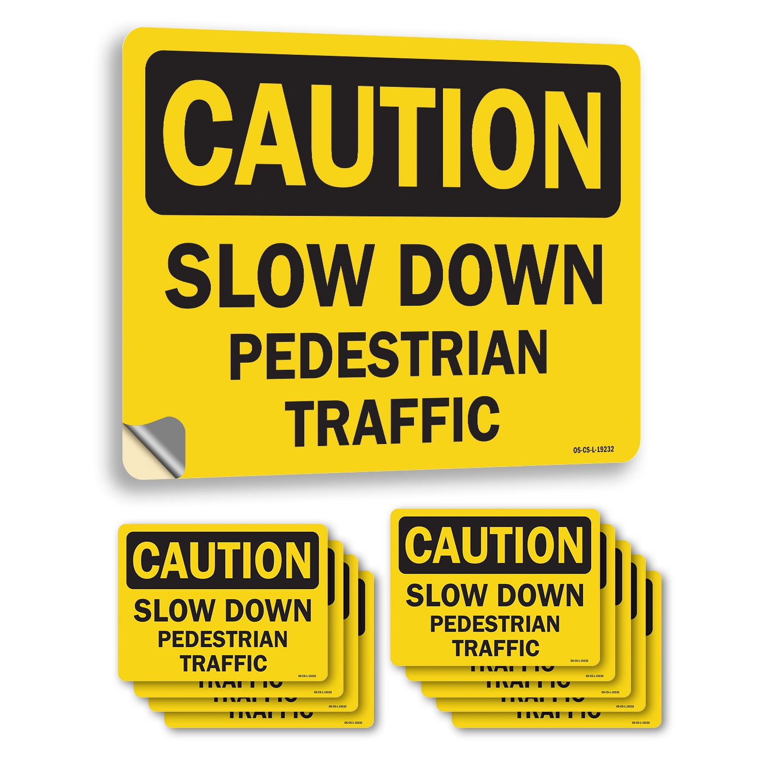 Slow Down Pedestrian Traffic OSHA Caution Vinyl Decal Label 7 Inch x 5 ...