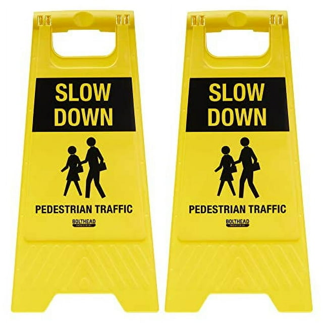 Slow Down Pedestrian Traffic Sign 2pk Double-Sided Outdoor Road Safety ...