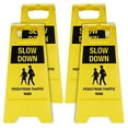 Slow Down Pedestrian Traffic Sign 4pk Double-Sided Outdoor Road Safety ...