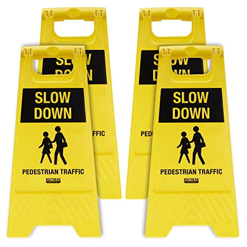 Slow Down Pedestrian Traffic Sign 4pk Double-Sided Outdoor Road Safety ...