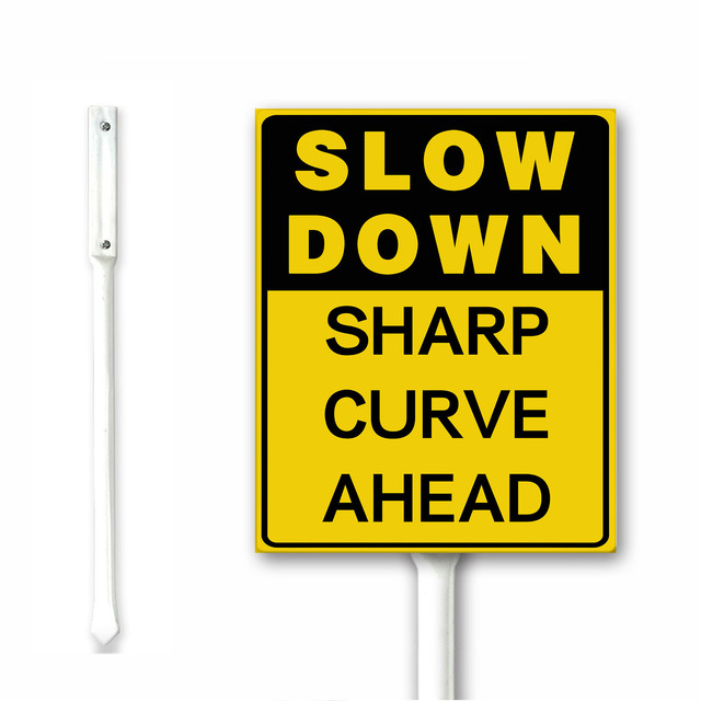 Slow Down Sharp Cave Ahead Safety Sign 4.6X6 Inches Aluminum Yard Sign ...