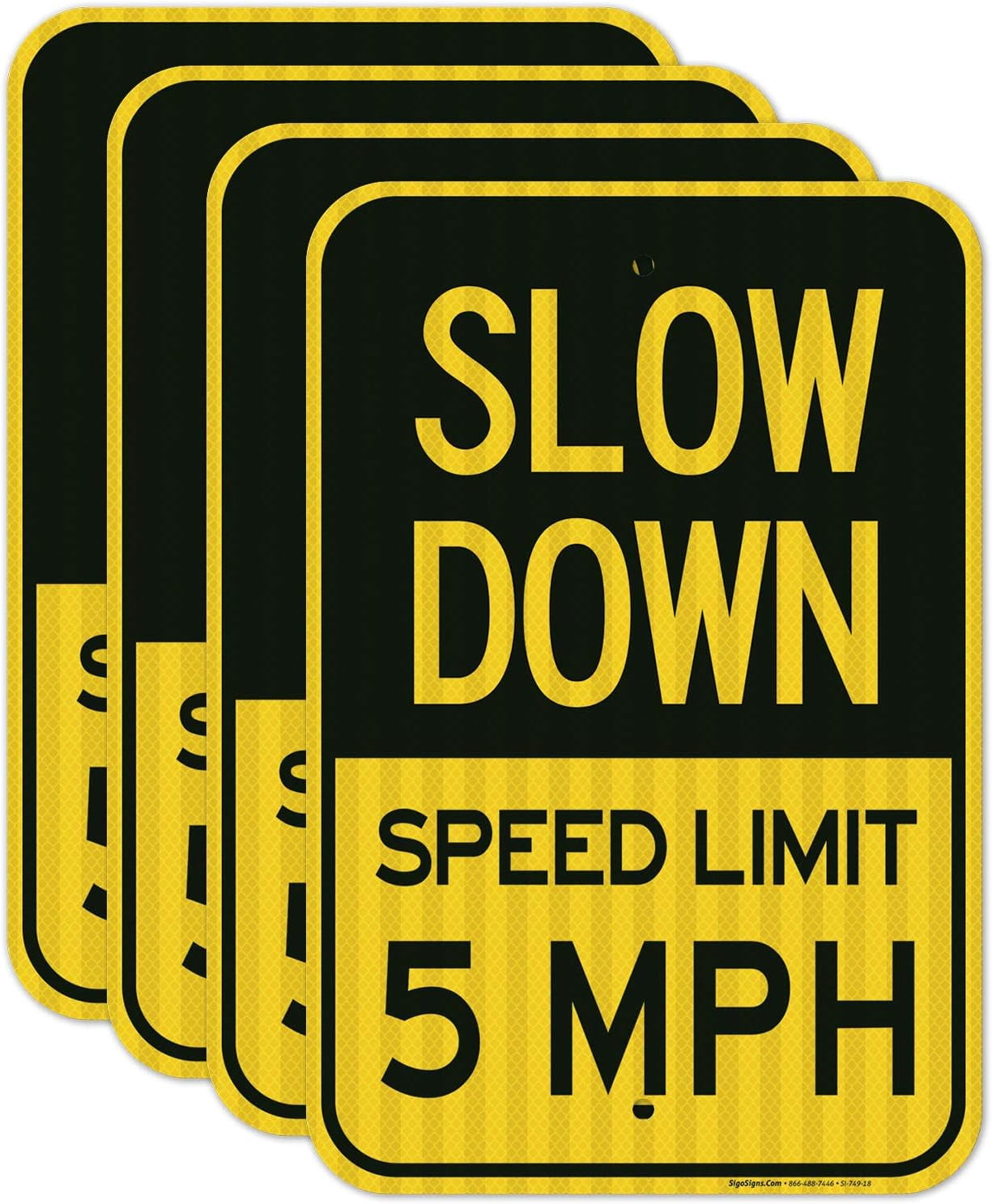 Slow Down Sign - (2 Pack) - Speed Limit 5 MPH Sign | 12x16 Inches,3M ...