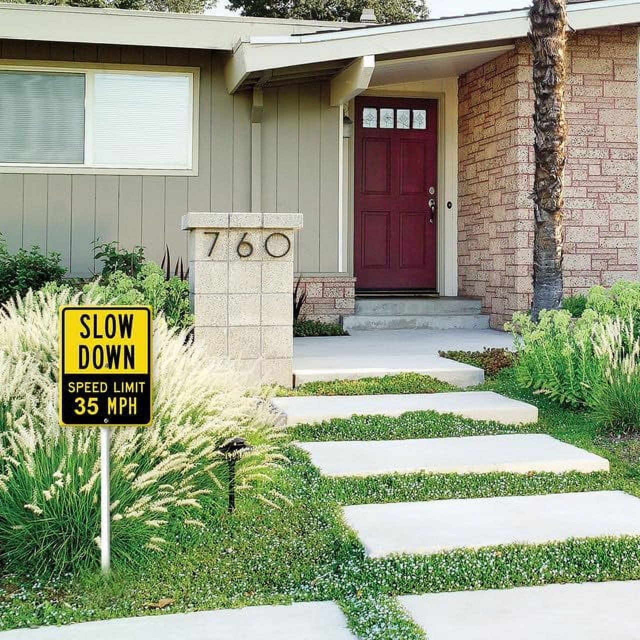 Slow Down Sign Speed Limit 35 Mph Sign With Stake 4.6X6Inch Yard Sign ...