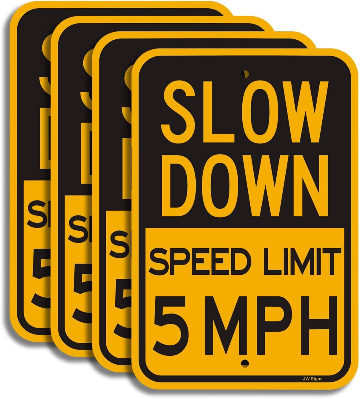 Slow Down Speed Limit 15 MPH Sign (4 Pack) Traffic Sign 16”x12” Metal ...