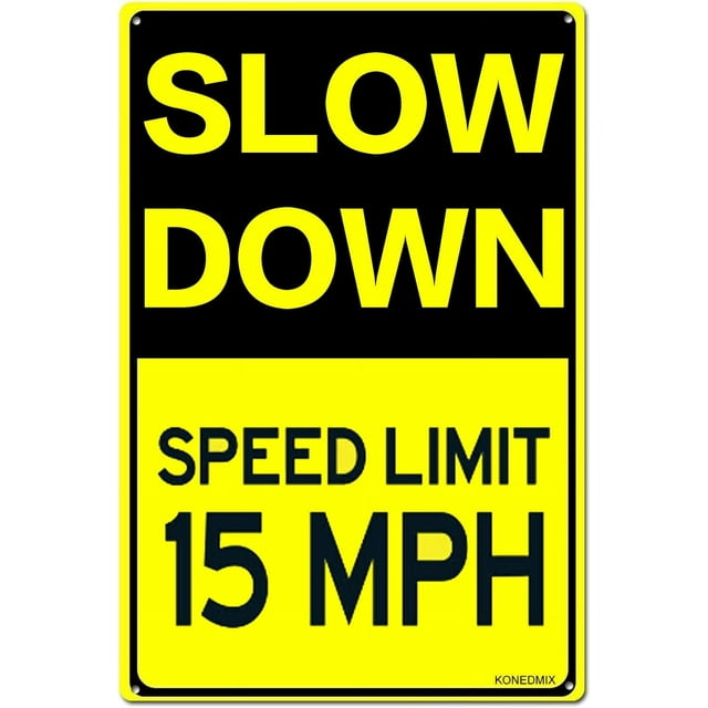 Slow Down Speed Limit 55 MPH Metal Sign, 12 x 16 Inches Traffic Sign ...