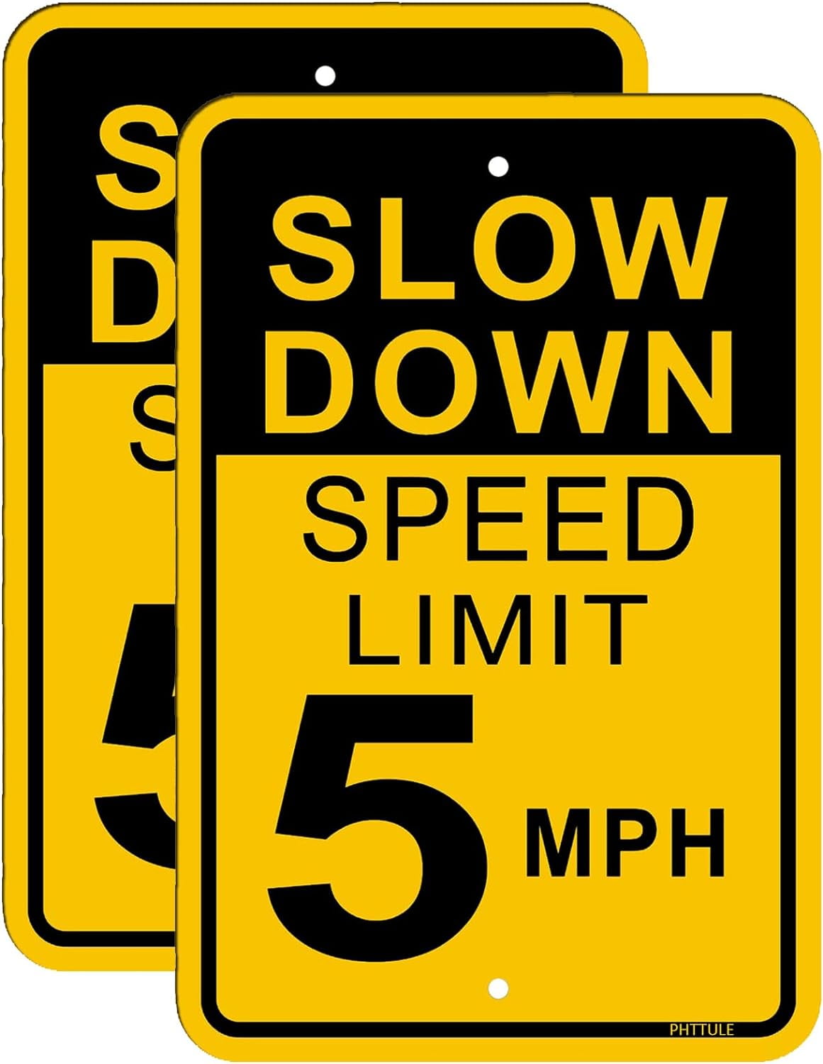 Slow Down Speed Limit 5MPH Sign 2Pack, 12" x 18" Rust Free Heavy Duty ...