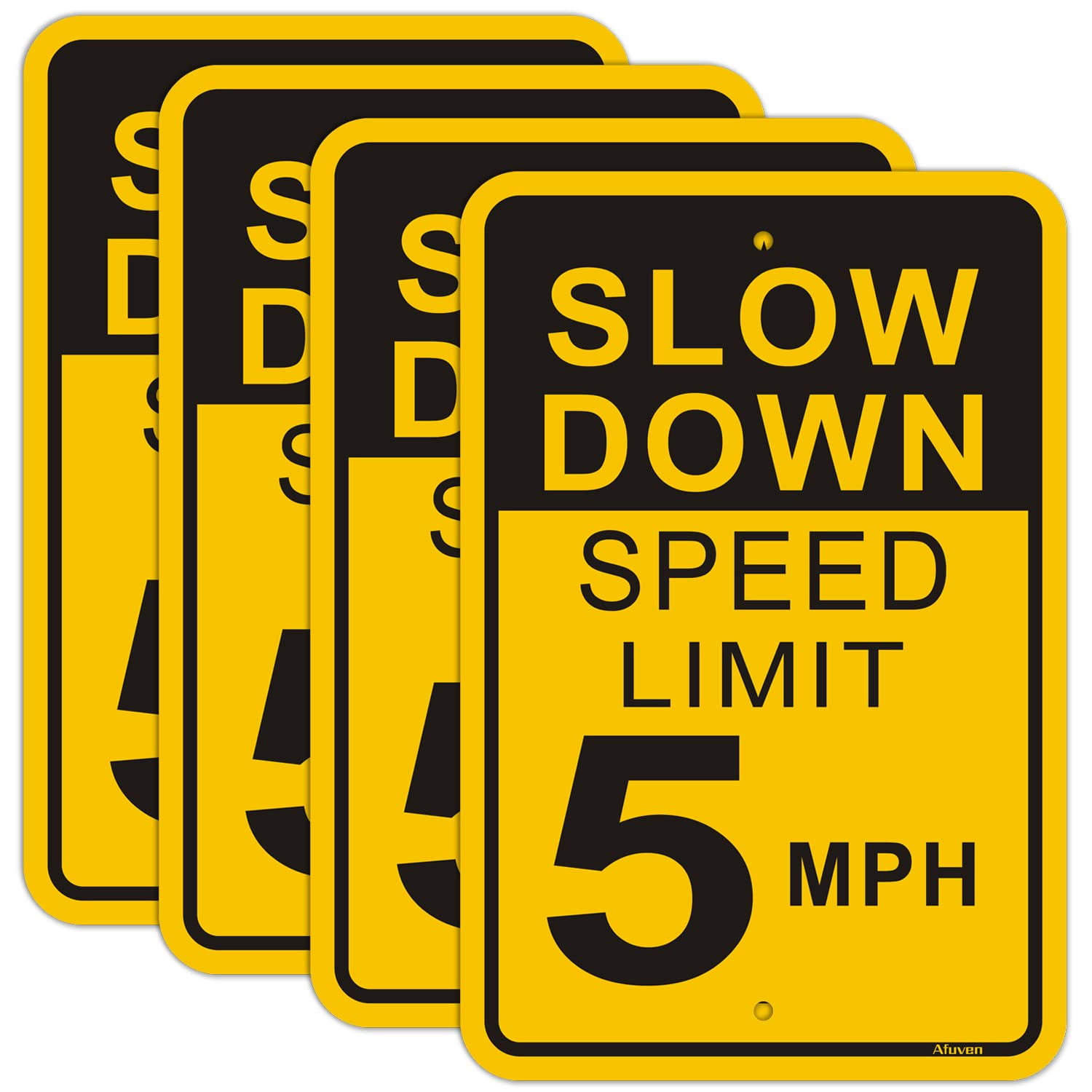 Slow Down Speed Limit 5MPH Sign (4 Pack),12" x 16" Rust Free Aluminum ...