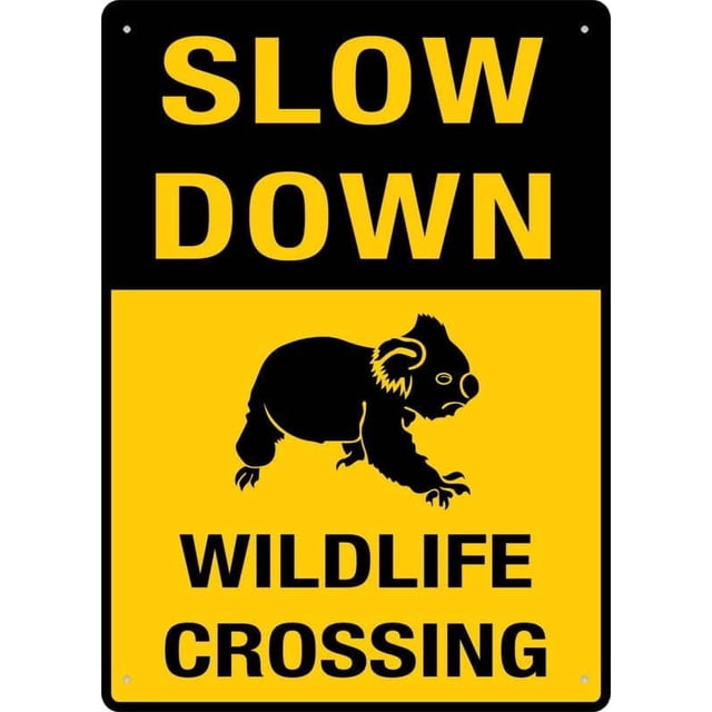 Slow Down Wildlife Crossing Koala Signs Outdoor, Uv Printed Aluminum 12 ...