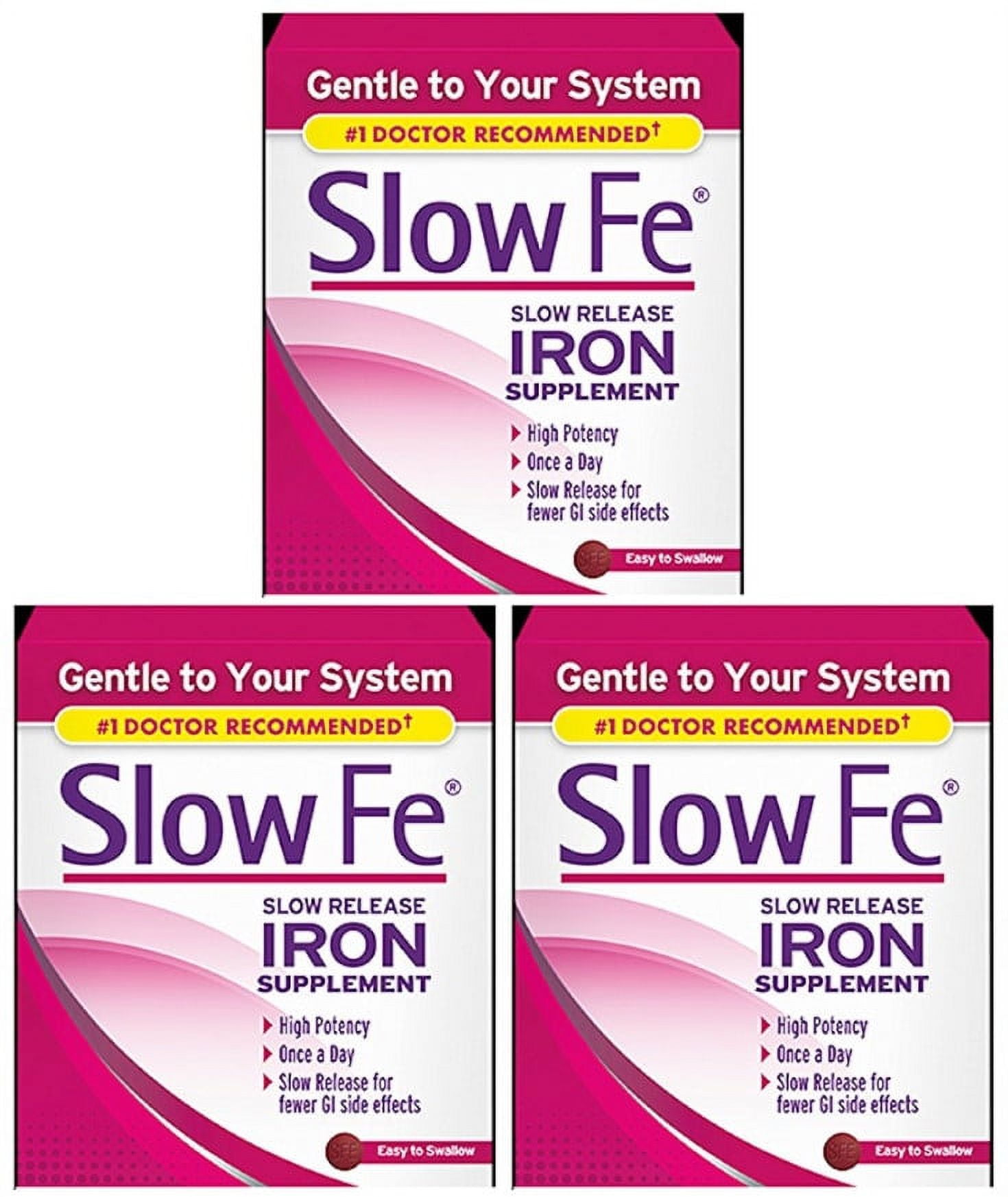 Slow Fe Gentle Iron Supplement Tablets, High Potency Ferrous Sulfate ...