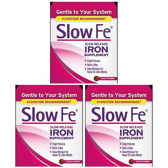 Slow Fe Gentle Iron Supplement Tablets, High Potency Ferrous Sulfate ...