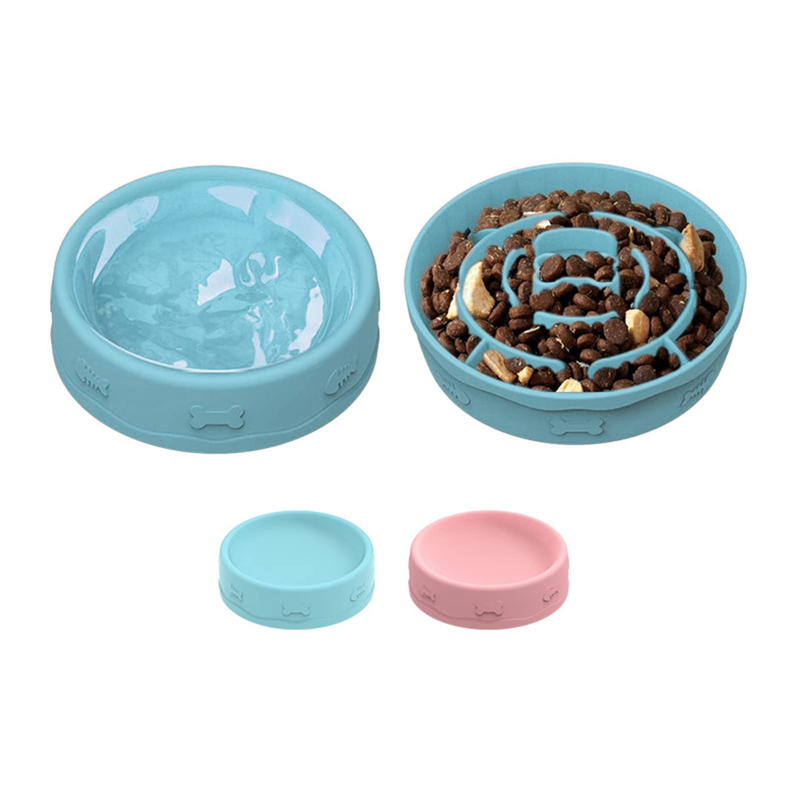 Slow Feeder Bowl for Dog and Cat, Universal 2 in 1 Silicone Dog Food ...