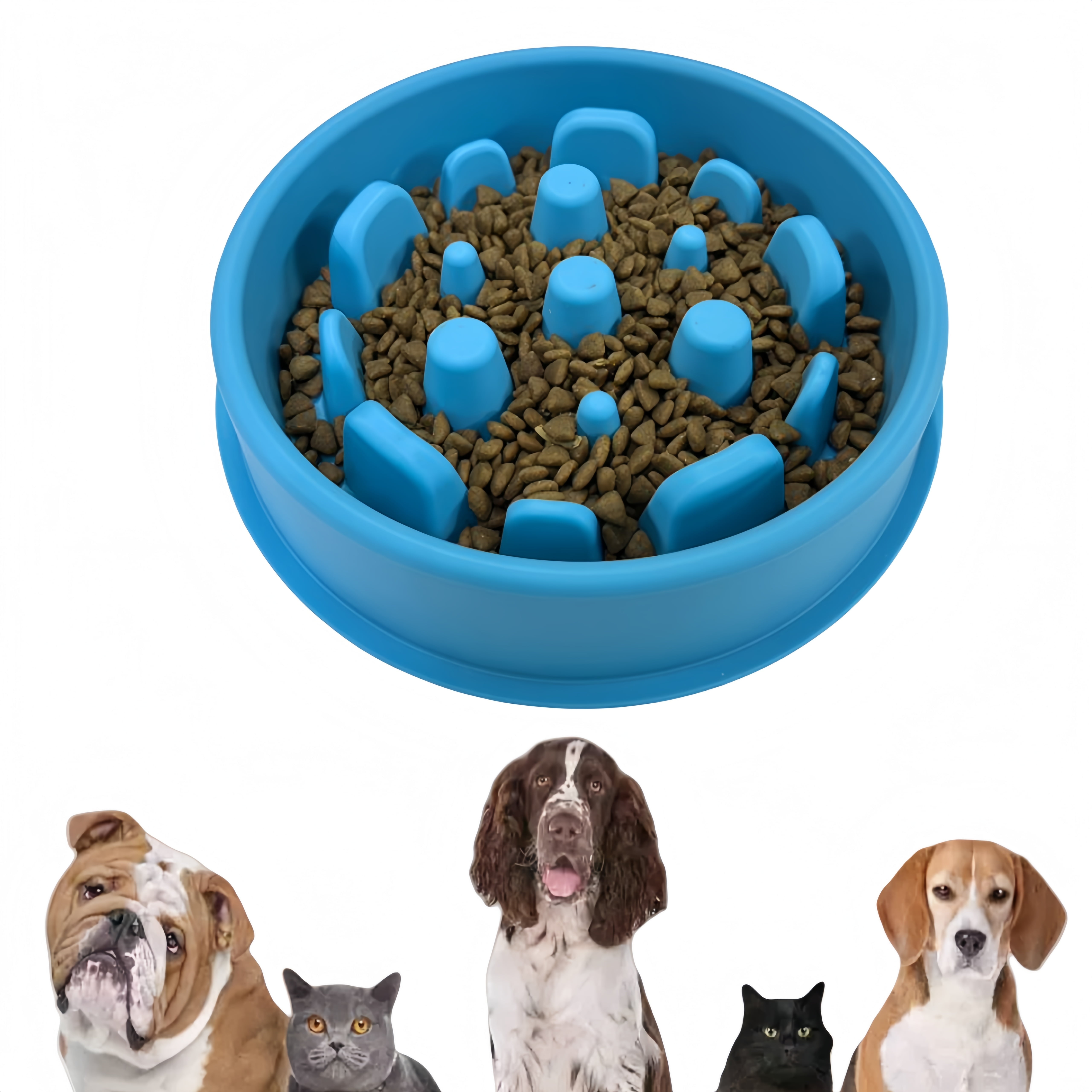 Slow Feeder Cat&Dog Bowls,ODDPC Silicone Large Slow Feeder Bowl, Puzzle ...