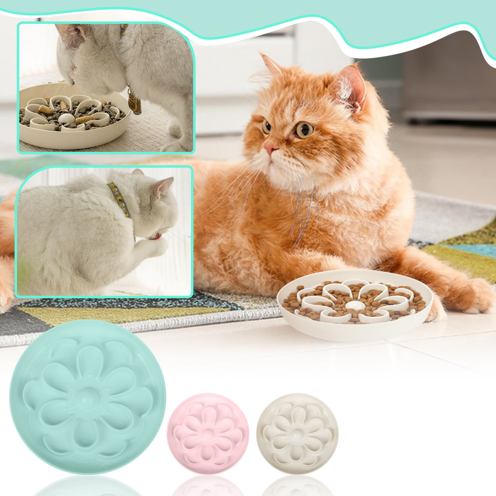 Slow Feeder Cat Bowl, Raised Puzzle Feeder, Anti Vomiting Cat Slow ...
