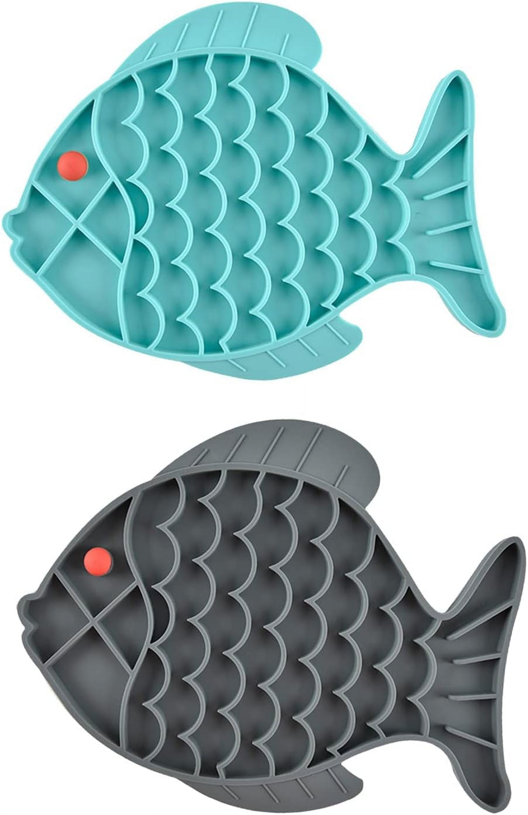 Slow Feeder Cat Bowls, 2 Pack Fish-Shaped Silicone Puzzle Feeders for ...