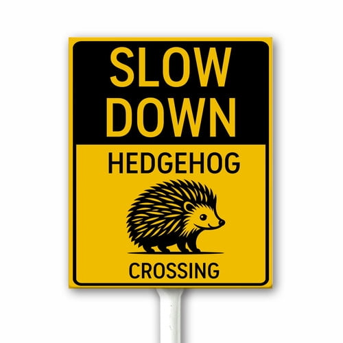 Slow Down - Hedgehog Crossing Sign With Stakes - Hedgehog Aluminum Sign ...