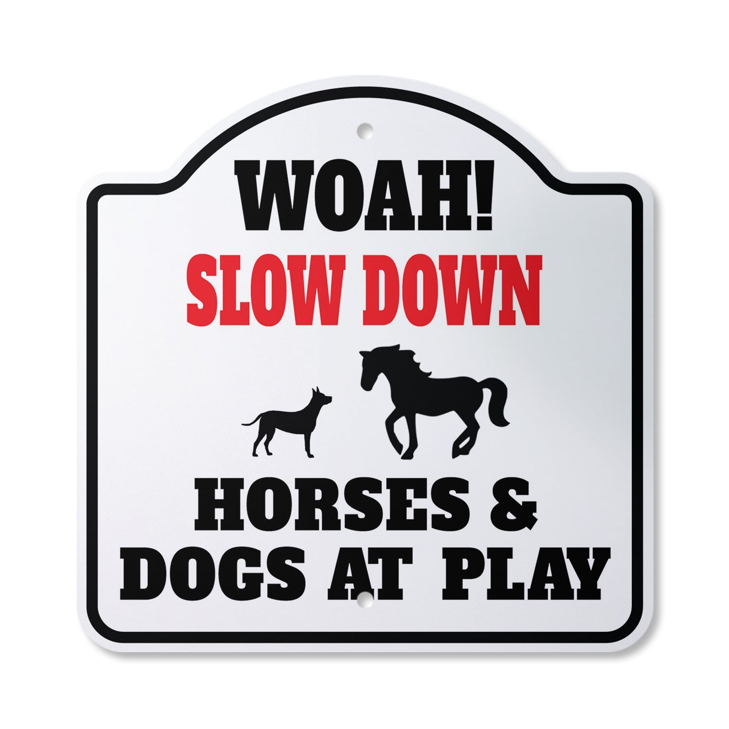Slow Down Horses & Dogs At Play 10” x 10” Sign | Indoor/Outdoor Plastic ...