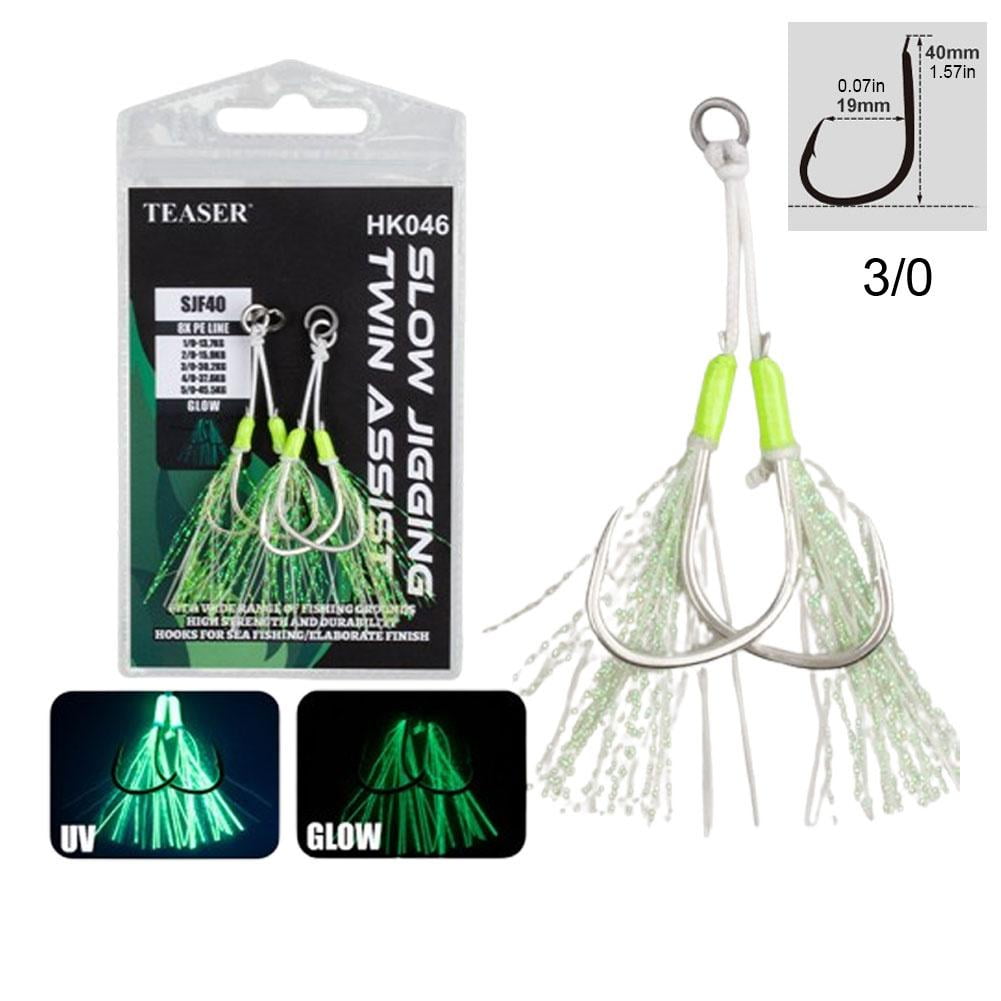 Slow Jigging Twin Assist with Mustad Hooks Glow Jigging Hooks Sea ...