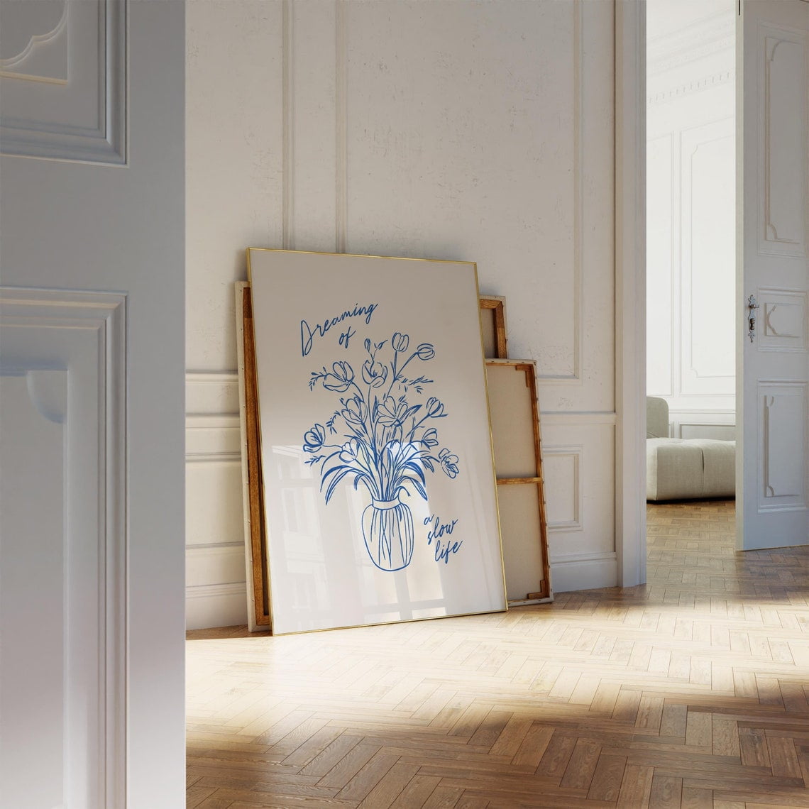 Slow Life Blue Floral Still Life Printable Art For Bedroom Decor ...