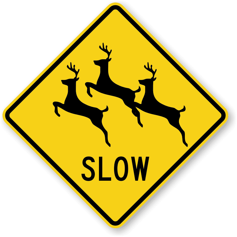 Slow Multiple Deer Crossing Symbol Sign Metal 12 Inch Rust Free ...