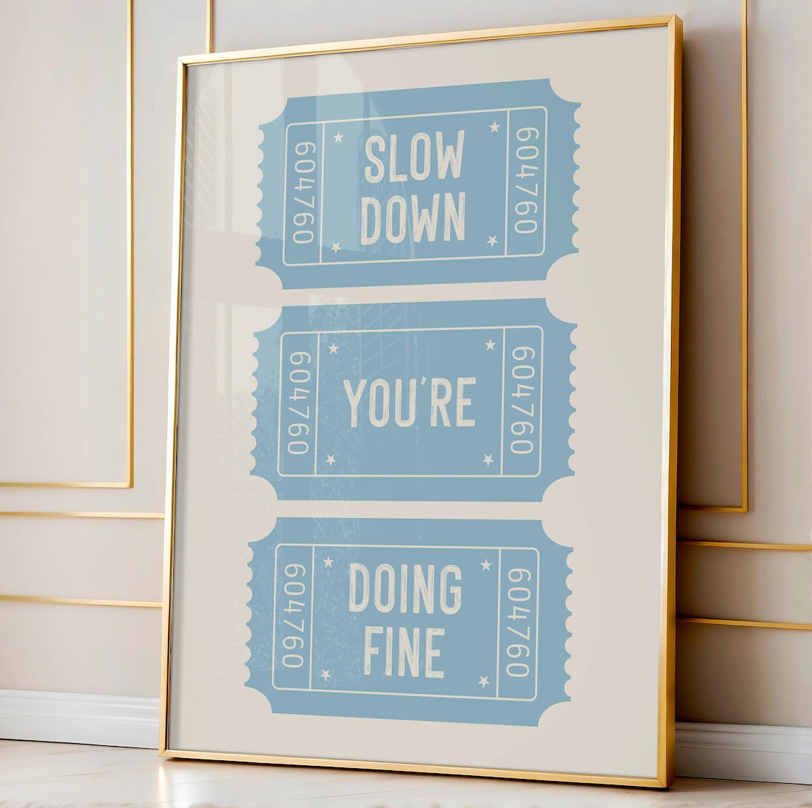 Slow Down Print, Light Blue Ticket Print, College Dorm Decor, 70S ...