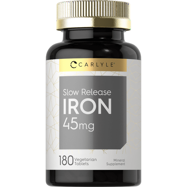 Carlyle Slow Release Iron Supplement, 45mg, 180 Vegetarian Tablets ...