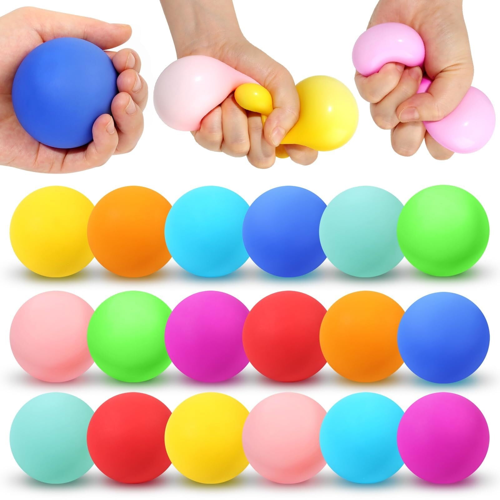 Slow Rise Stress Balls Bulk, 18 Pack 2.5" XL Squishy Toys for Kids ...