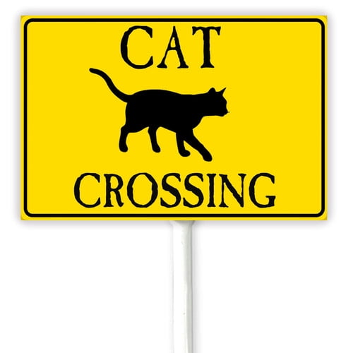 Slow Down Sign, Cat Crossing Yard Sign with Stakes for Home Farm Decor ...