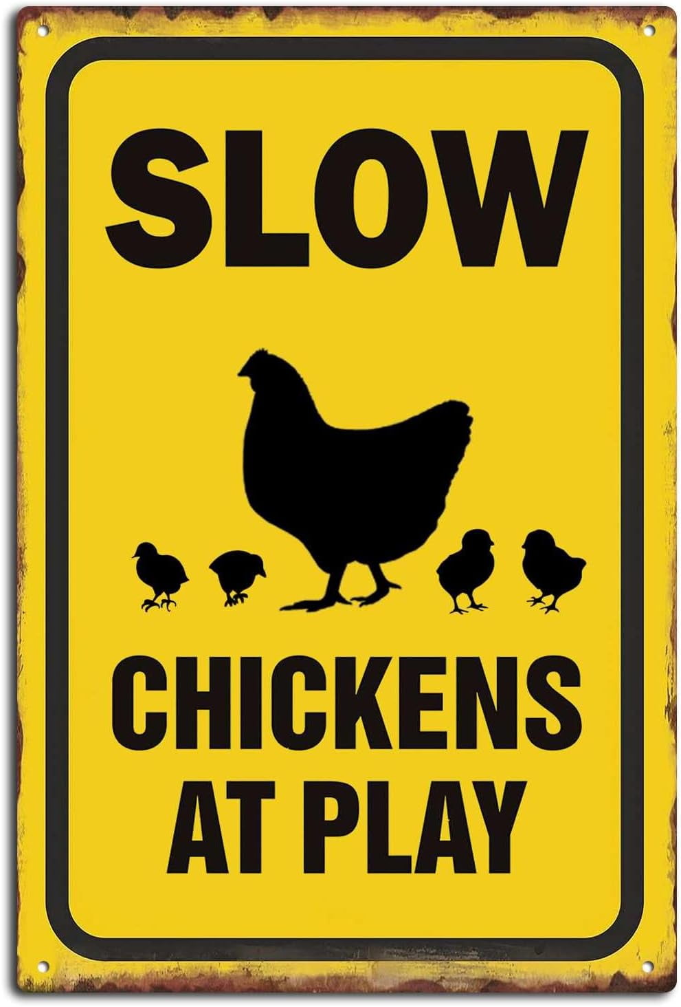 Slow Sign Chickens at Play Chicken Crossing Sign Warning Sign ...
