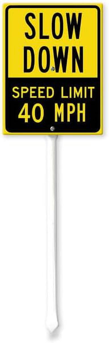 Slow Down Sign Speed Limit 40 MPH Sign with Stake 8x12inch Yard Sign ...