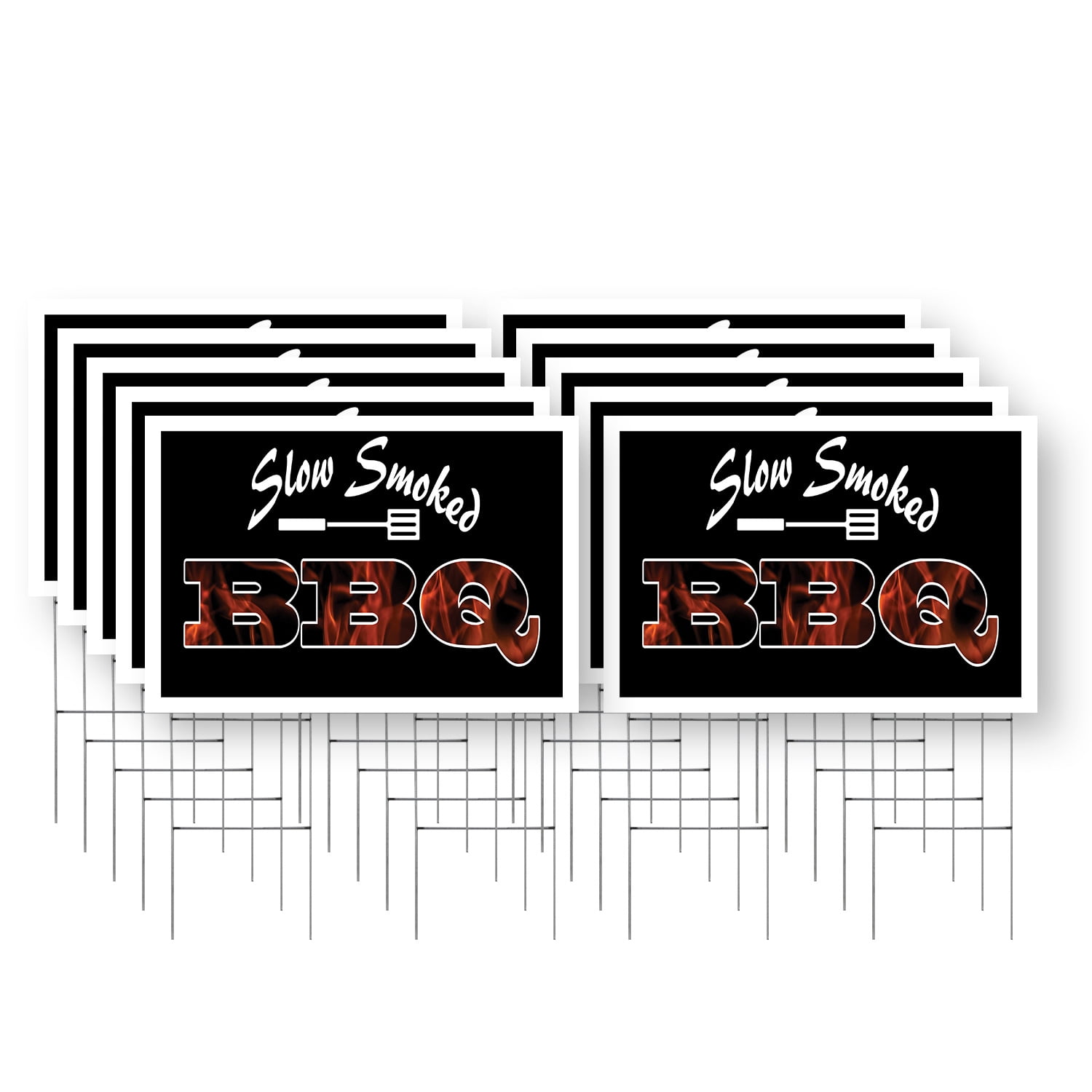 Slow Smoked BBQ Yard Sign 10 Pack of 24 Inch x 36 Inch Double Sided ...