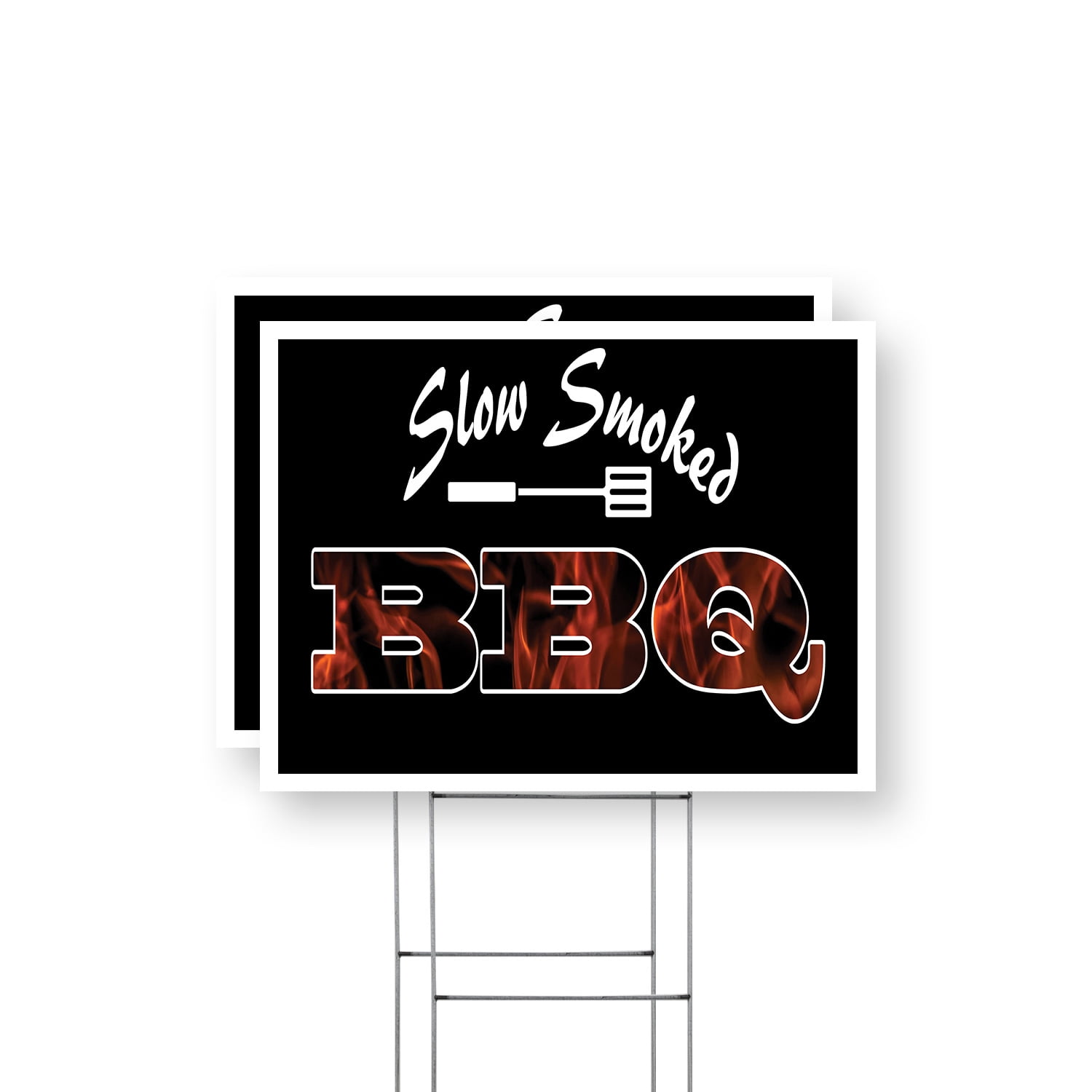 Slow Smoked BBQ Yard Sign 2 Pack of 12 Inch x 16 Inch Double Sided ...
