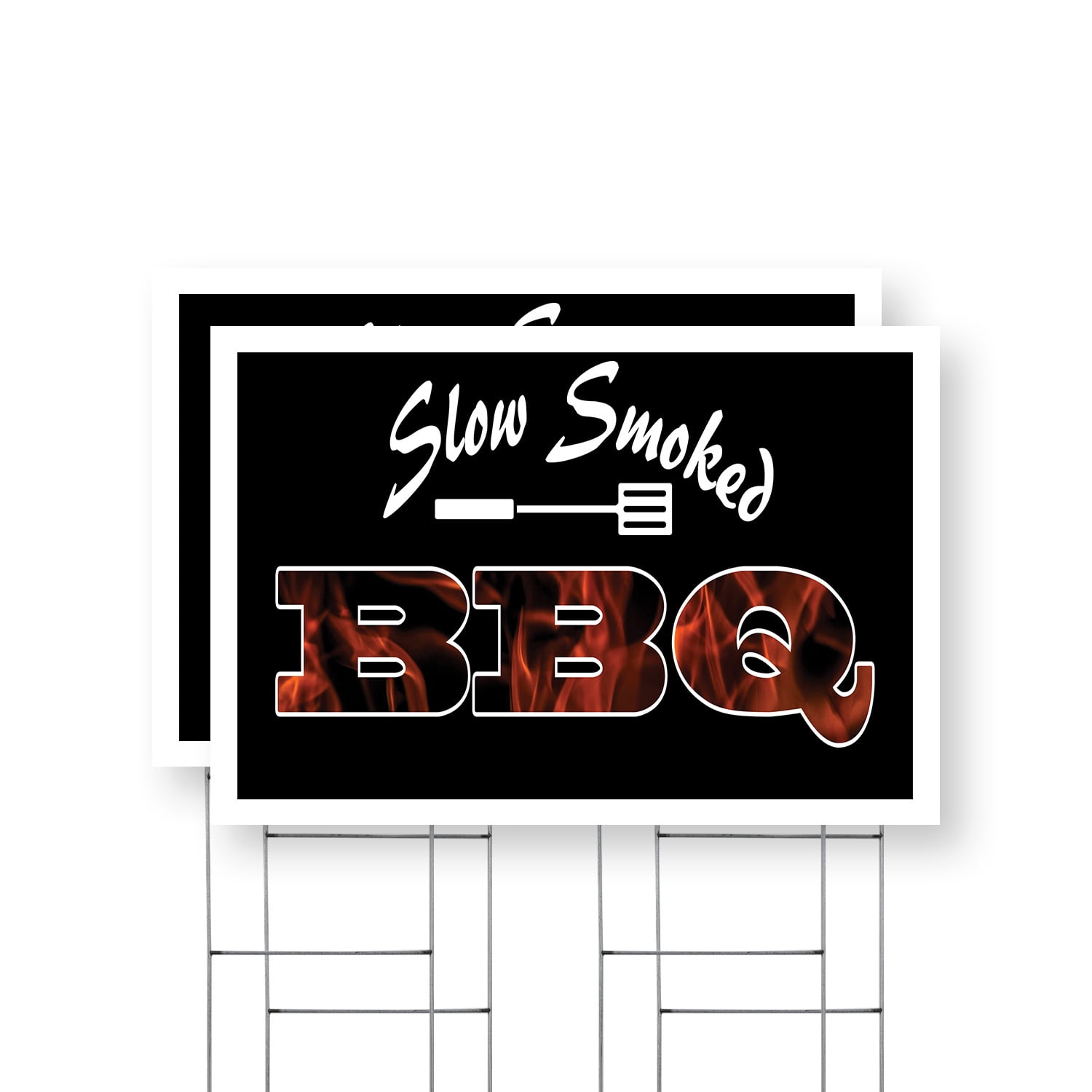 Slow Smoked BBQ Yard Sign 2 Pack of 24 Inch x 36 Inch Double Sided ...