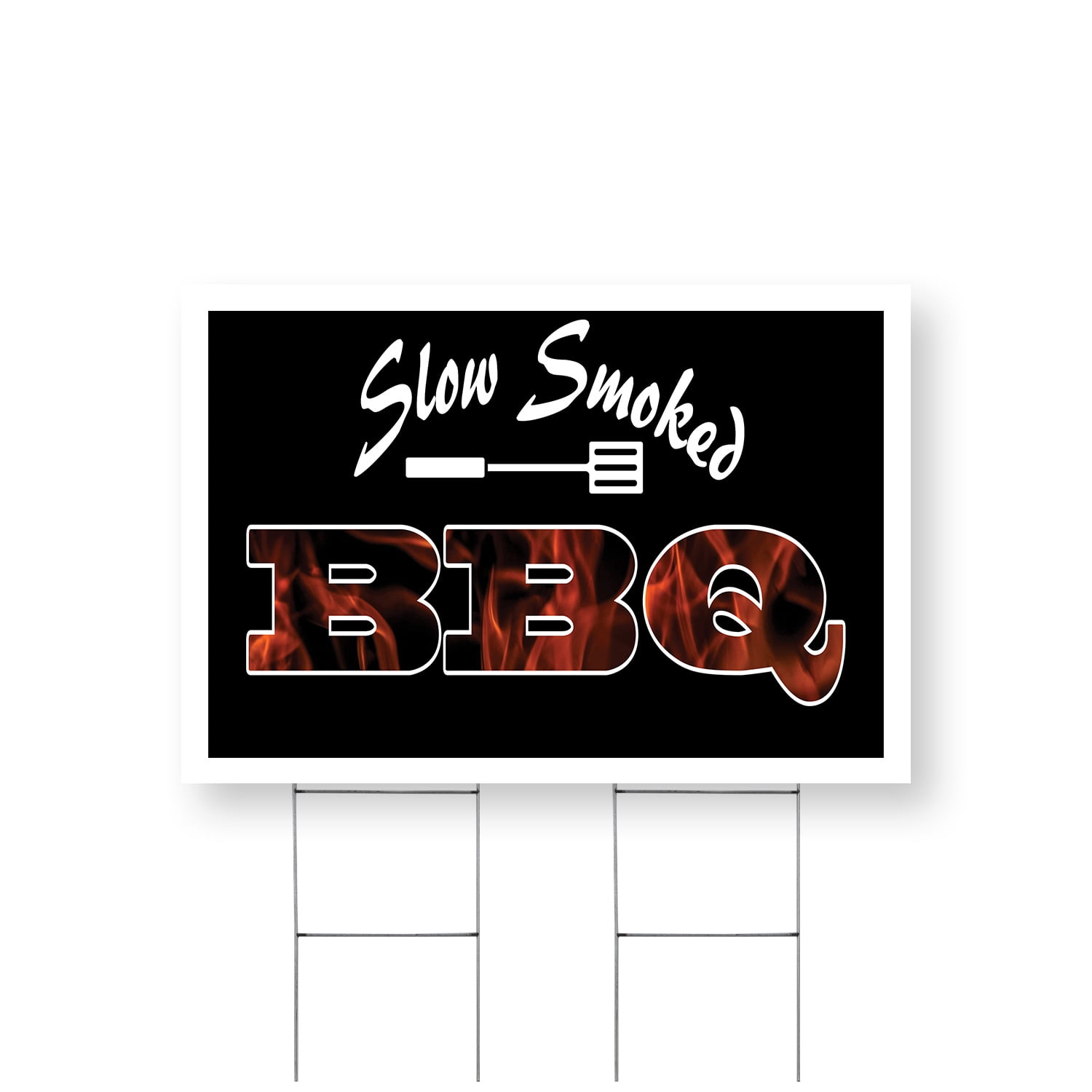 Slow Smoked BBQ Yard Sign 24 Inch x 36 Inch Single Sided Weatherproof ...