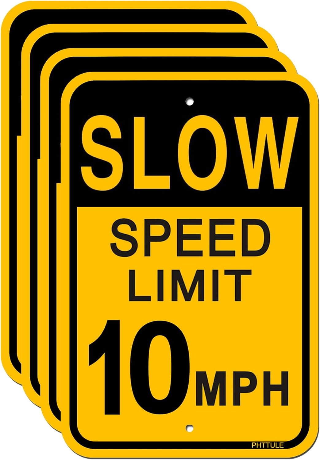 Slow Speed Limit 10 MPH Sign (2 Pack), Metal Slow Down Signs for Street ...