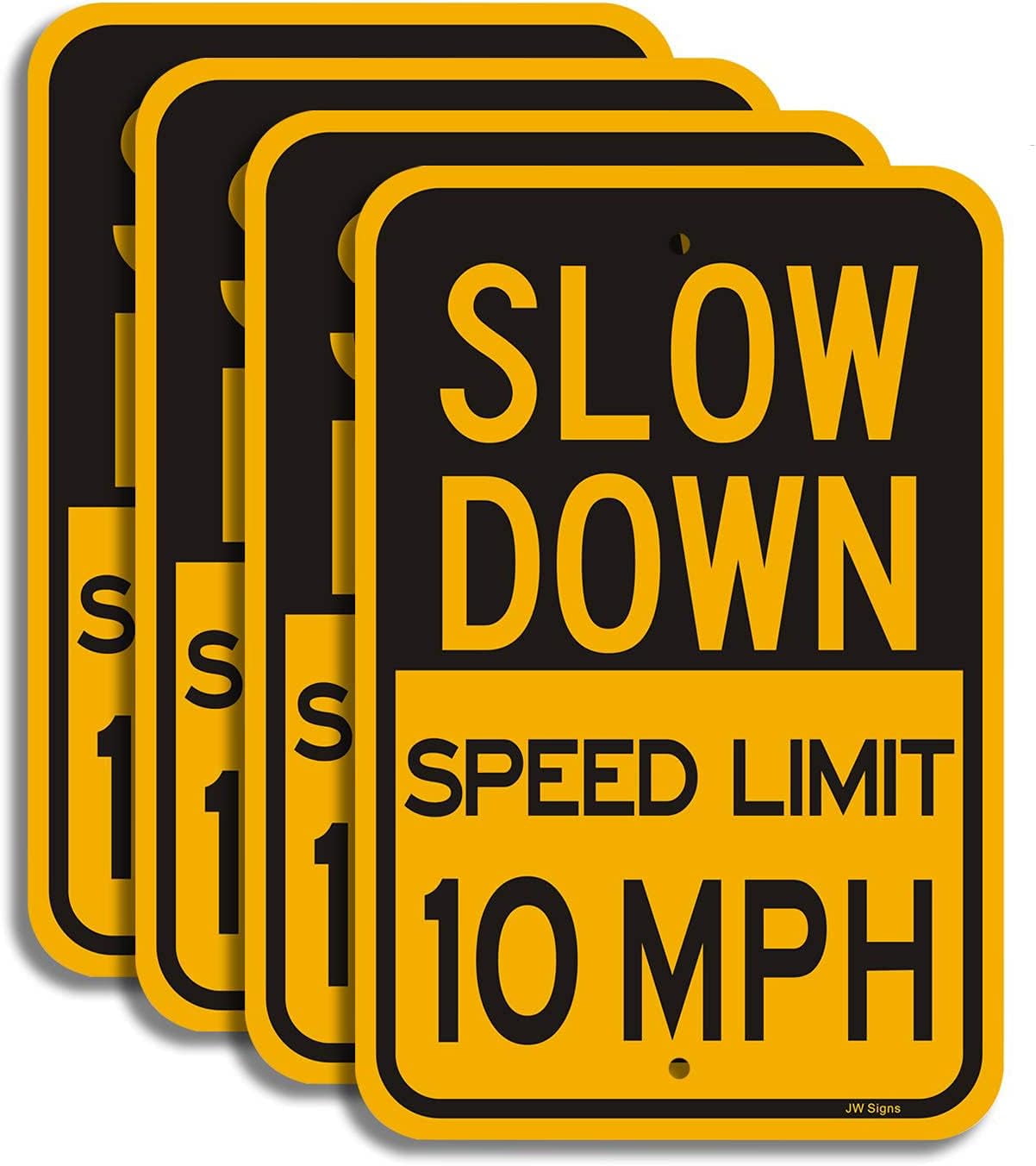 Slow Down Speed Limit 15 MPH Sign (4 Pack) Traffic Sign 16”x12” Metal ...